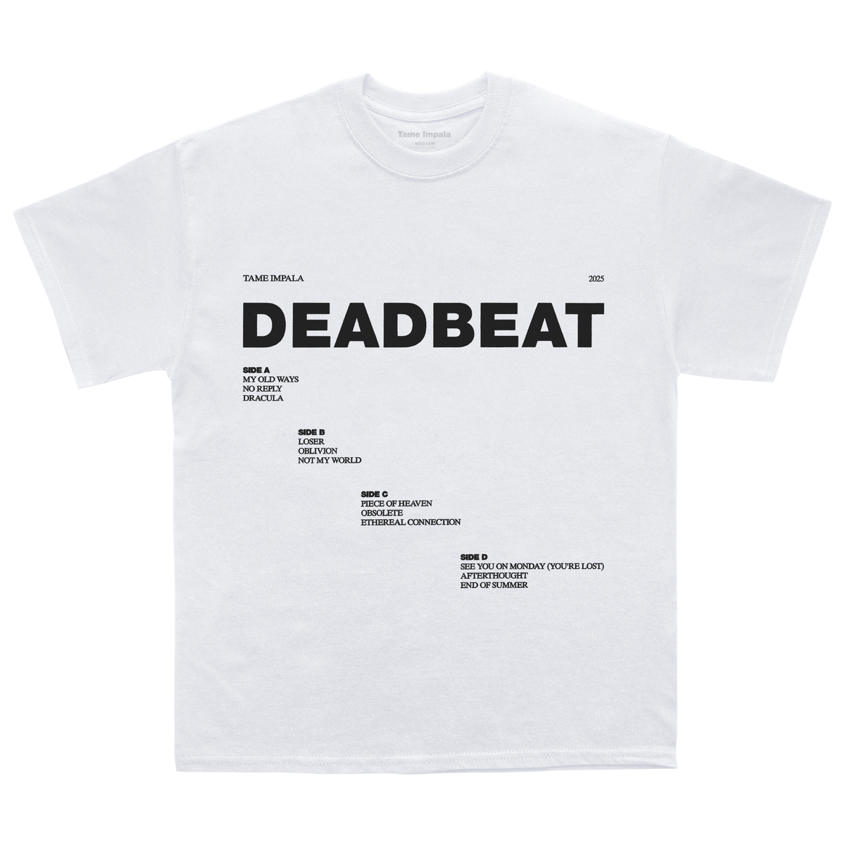 Deadbeat Tracklist Tee – Tame Impala UK